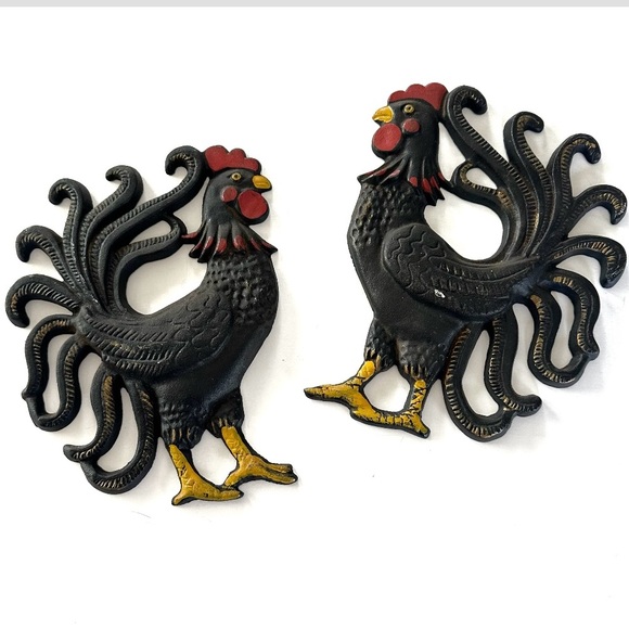 Art | Vintage Cast Iron Roosters | Poshmark